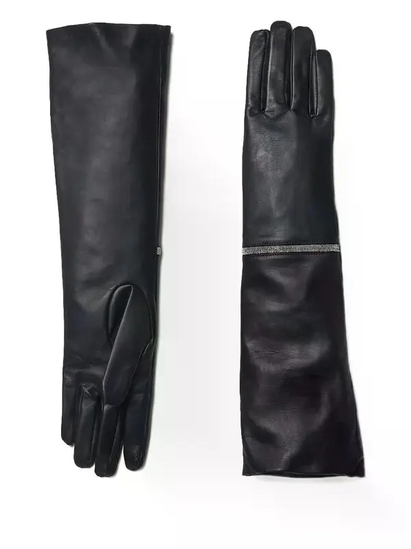 Peserico Long Leather Gloves - Black