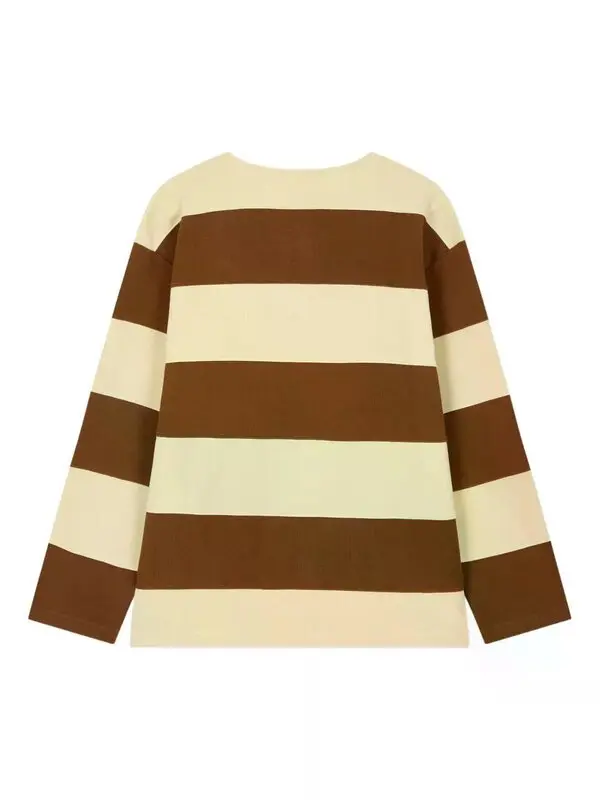 STUDIO TOMBOY Striped Henley T-shirt - Brown