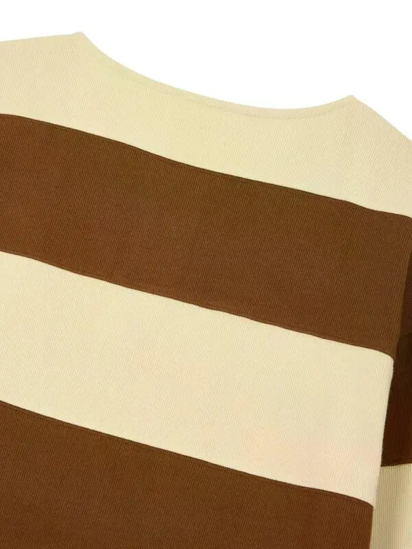 STUDIO TOMBOY Striped Henley T-shirt - Brown