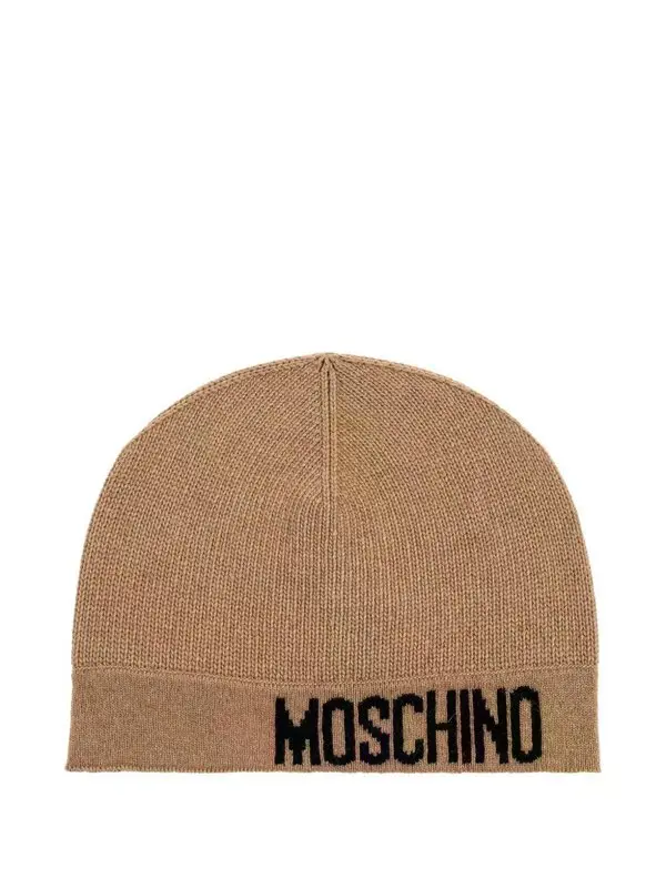 Moschino Logo-detail Beanie - Neutrals