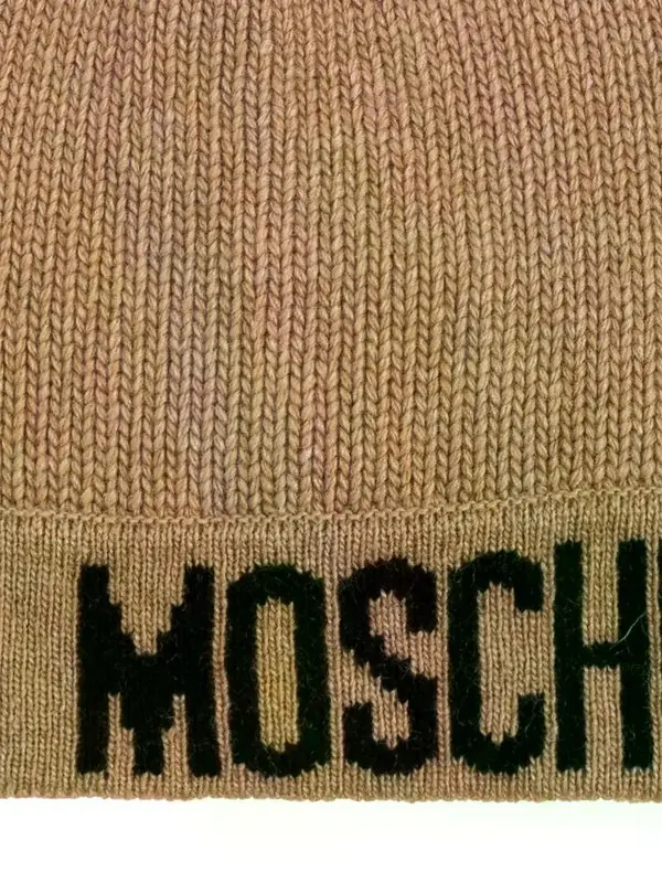 Moschino Logo-detail Beanie - Neutrals