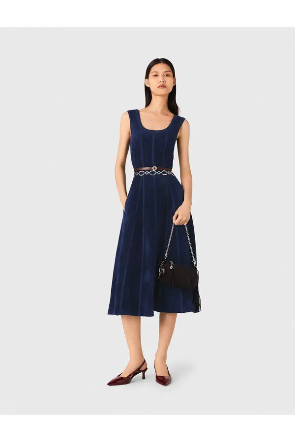 sweater cable knit dress London Times Women's Pearl Neck Cable KNIT Sweater DRESS, Navy Blue, Medium
