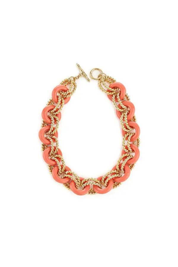 KENNETH JAY LANE Twist Link Necklace - Coral