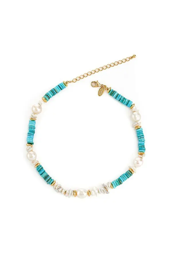 KENNETH JAY LANE Turquoise Chips Strand Pearl Necklace - Gold