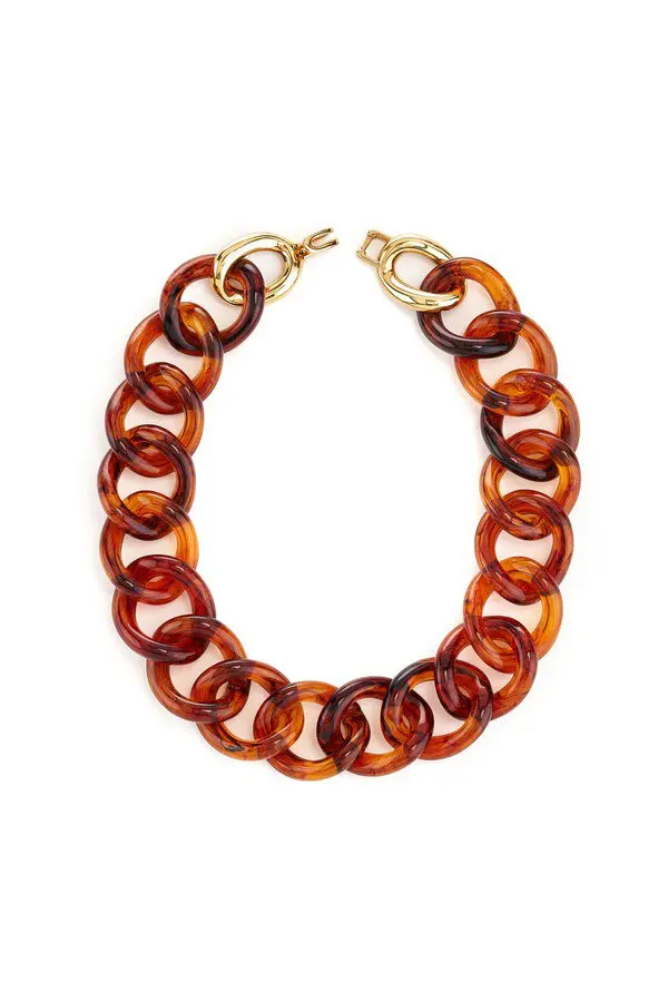 KENNETH JAY LANE Tortoise Resin Link Necklace - Gold