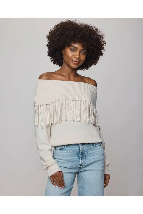Splendid Simone Fringe Sweater - Red