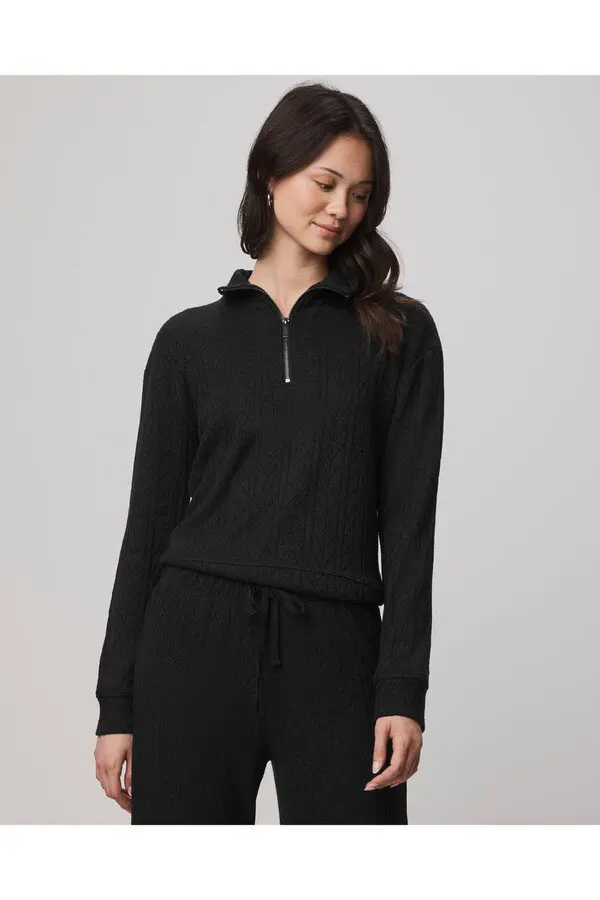 Splendid Sweatersoft Quarter Zip Sweater - Black