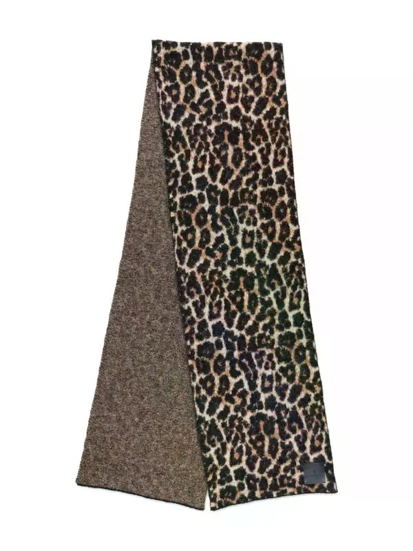 ANINE BING Leopard Print Wool Scarf - Brown