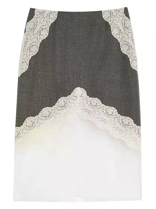 JIL SANDER Lace-trimmed Layered Skirt - Grey