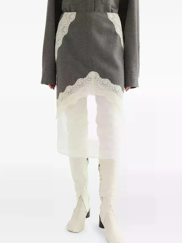 JIL SANDER Lace-trimmed Layered Skirt