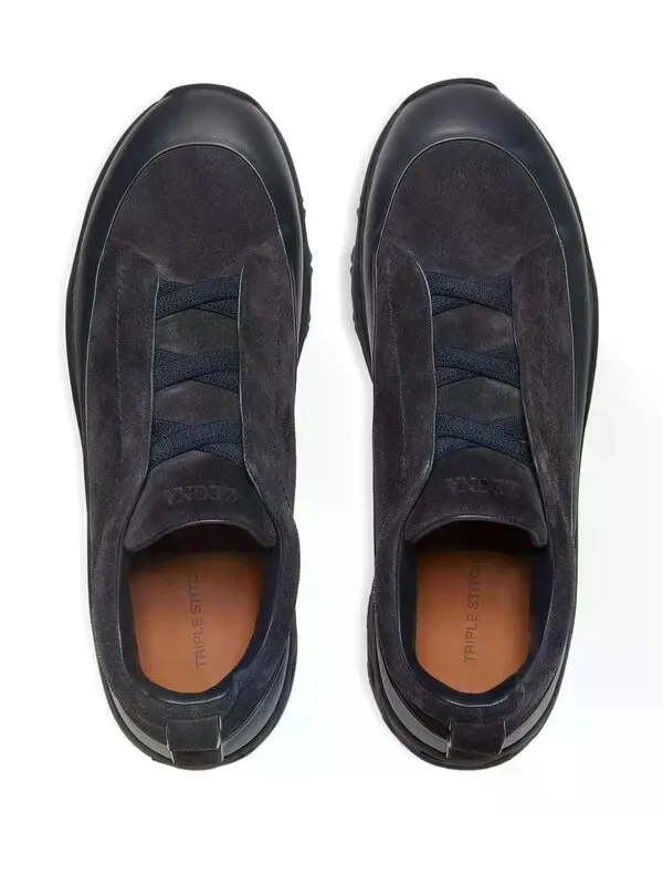 Zegna Triple Stitch™ Leather Suede Sneakers - Black