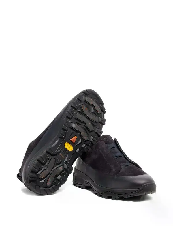 Zegna Triple Stitch™ Leather Suede Sneakers - Black