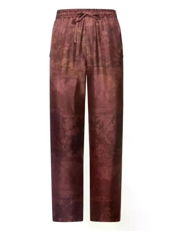 PIERRE-LOUIS MASCIA Landscape-print Drawstring-waist Trousers - Red
