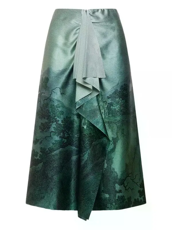 PIERRE-LOUIS MASCIA Silk-blend Ruffled Skirt - Blue