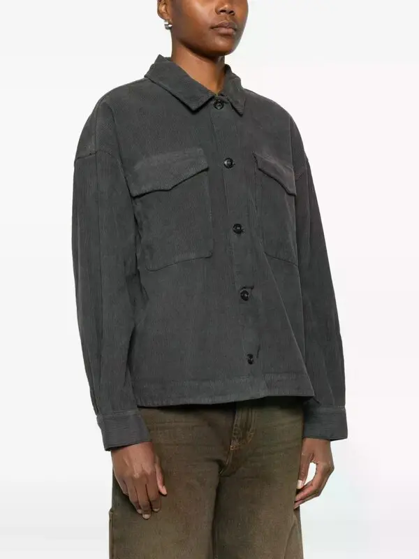 TRUE AVENUE Button-front Corduroy Jacket - Grey