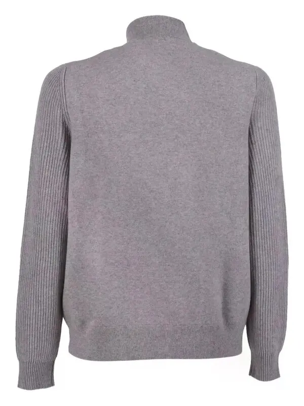 LARDINI Ribbed-panel Wool Cardigan - Grey