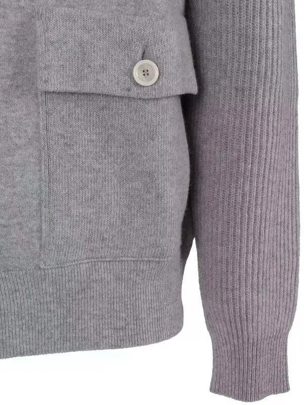 LARDINI Ribbed-panel Wool Cardigan - Grey