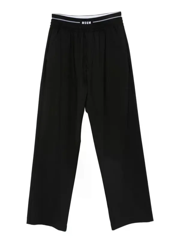 MSGM Logo-waistband Pants - Black