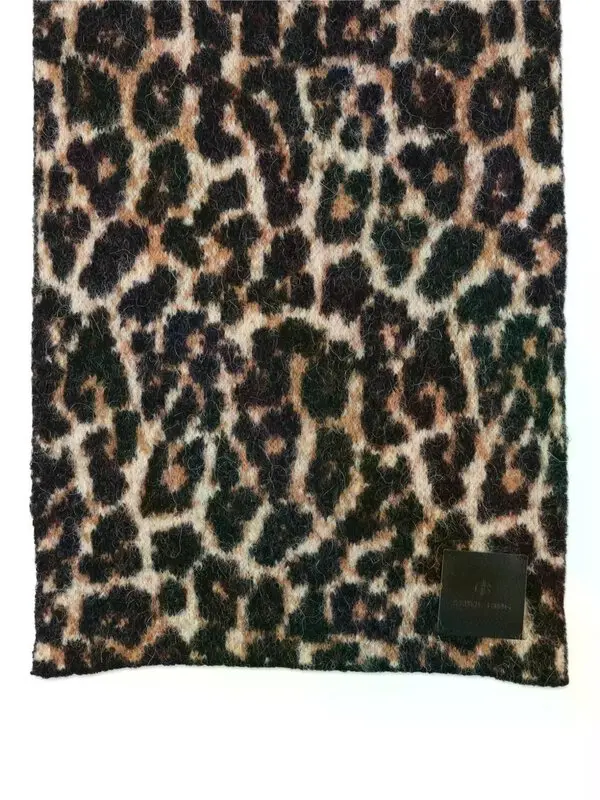 ANINE BING Leopard Print Wool Scarf - Brown