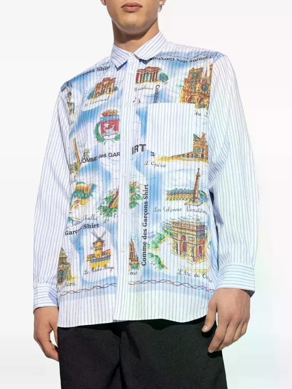 Comme Des Garçons Graphic Print Striped Shirt