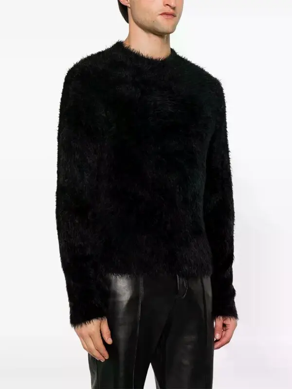 MARINE SERRE Faux-fur Ribbed Knit Sweater