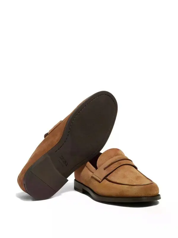 Zegna Suede Penny Loafers