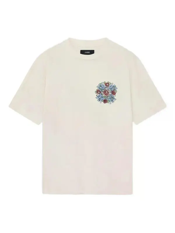 Amiri Rose-embellished T-shirt - Neutrals