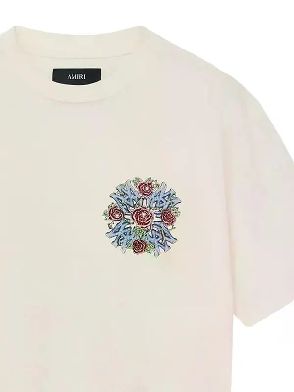 Amiri Rose-embellished T-shirt - Neutrals