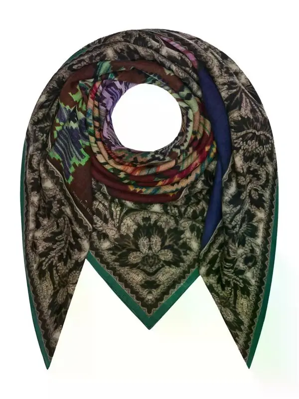 PIERRE-LOUIS MASCIA Geometric-pattern Wool Scarf - Black
