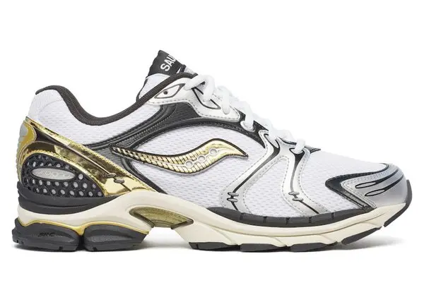 Saucony Progrid Triumph Cs Gold Chrome Sneakers - White/black/metallic Gold