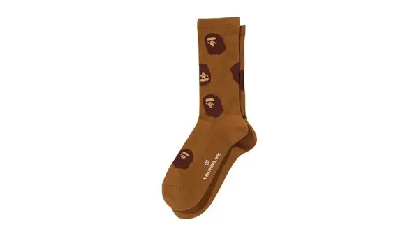 BAPE Ape Head Pattern Socks - Brown