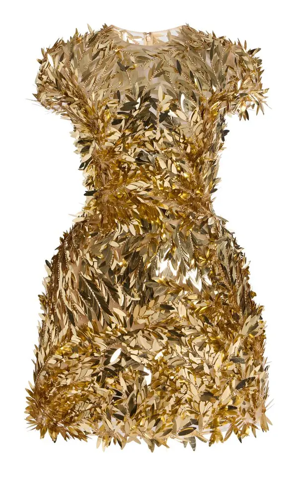 Oscar De La Renta Sequined Mini Dress - Gold