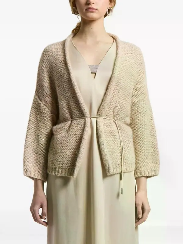 Peserico Sequin-embellished Belted Cardigan