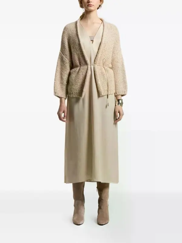 Peserico Sequin-embellished Belted Cardigan