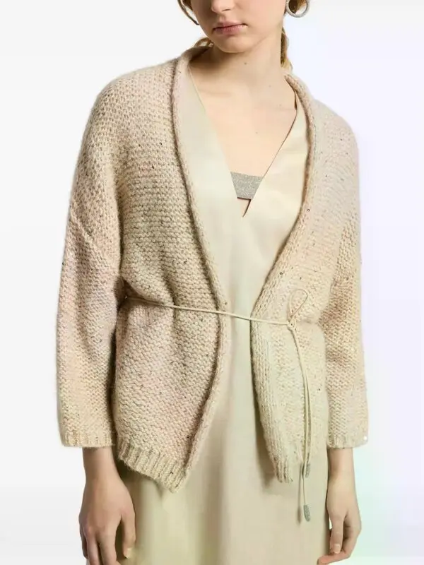 Peserico Sequin-embellished Belted Cardigan