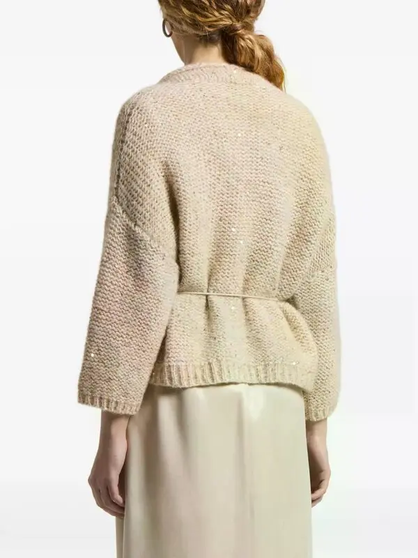 Peserico Sequin-embellished Belted Cardigan