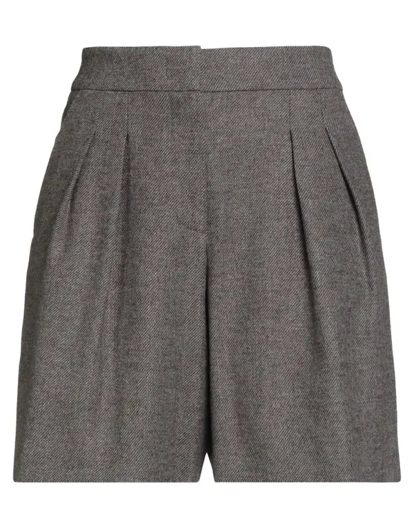 Peserico High Waisted Flannel Shorts - Grey