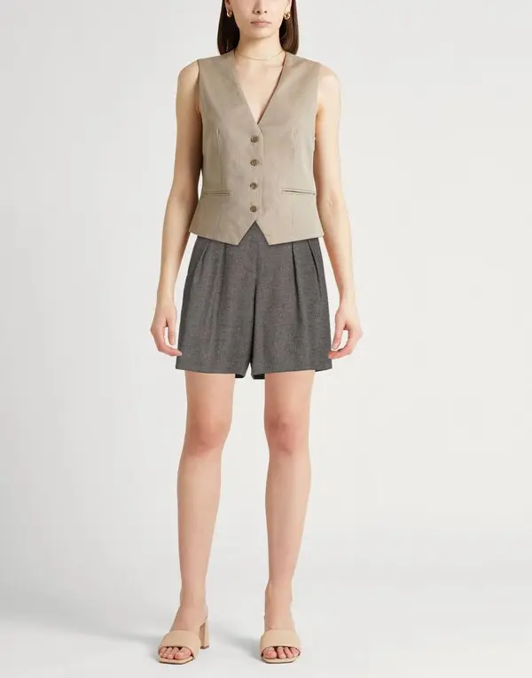 Peserico High Waisted Flannel Shorts - Grey