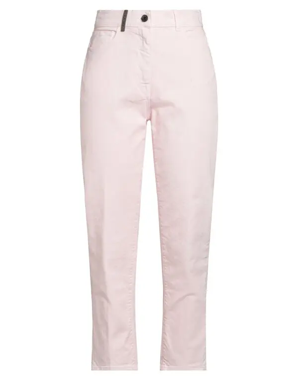 Peserico Tapered Jeans In Cotton Blend With Leather Trims