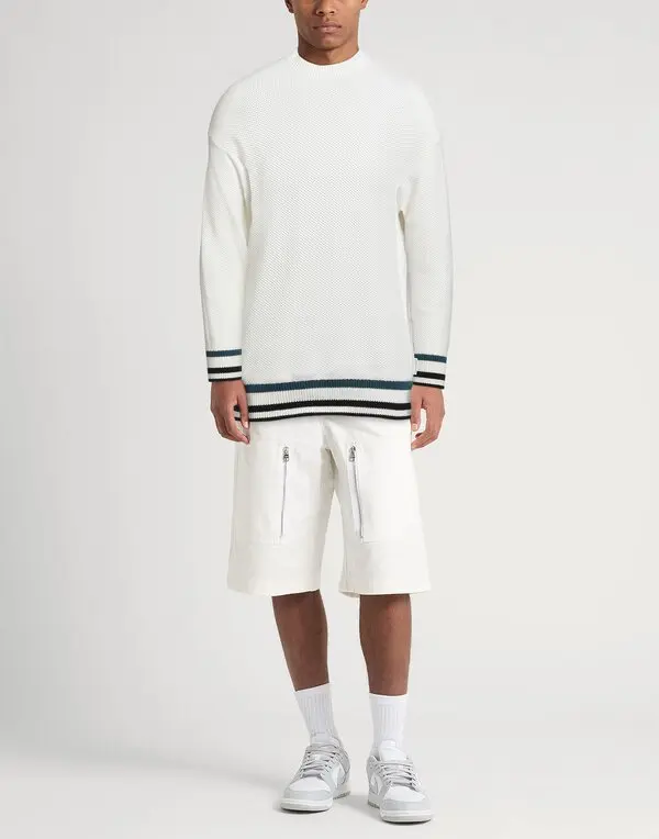 Armani Exchange Intarsia-knit Cotton Sweater - White