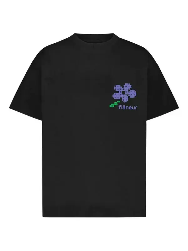 FLANEUR Pixel-flower T-shirt - Black