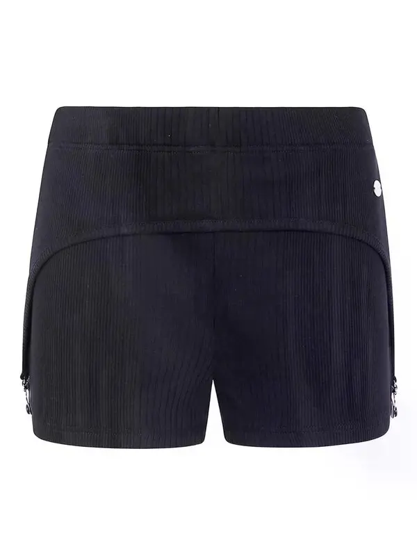 JEAN PAUL GAULTIER Ribbed Garter-detail Shorts - Black
