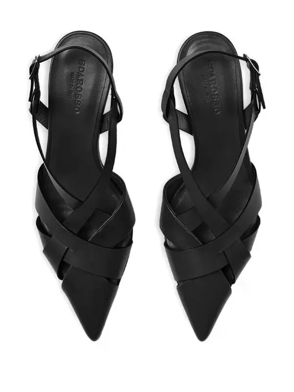 SCAROSSO Slingback Pointed-toe Pumps - Black