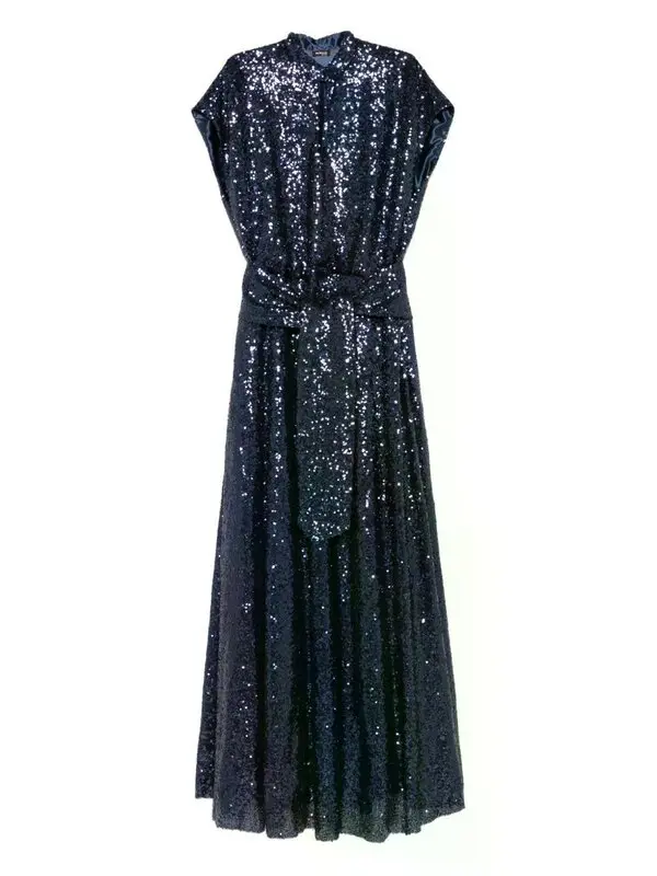 Kiton Sequin Embellished Belted Dress