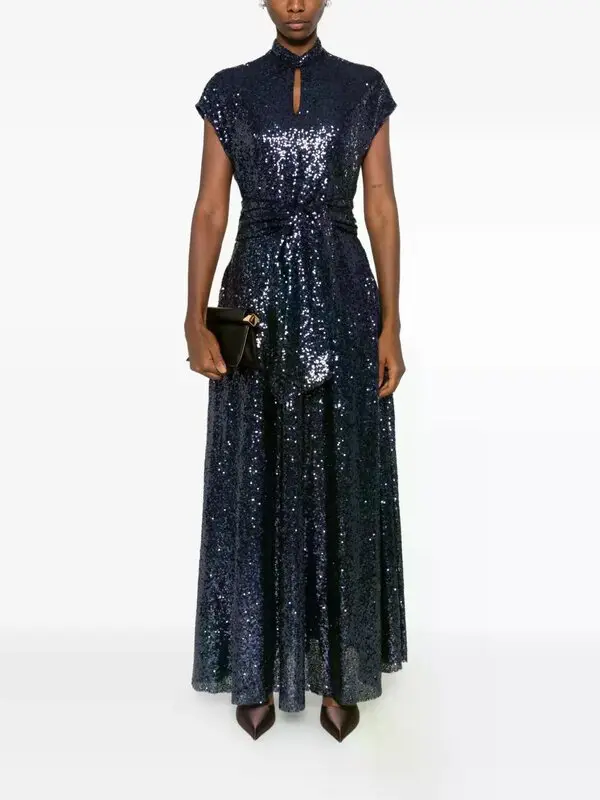 Kiton Sequin Embellished Belted Dress