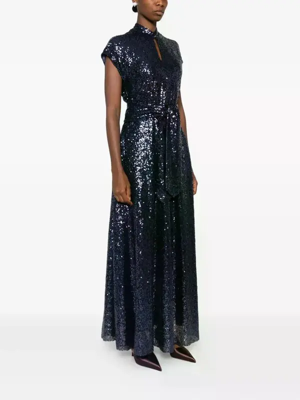 Kiton Sequin Embellished Belted Dress
