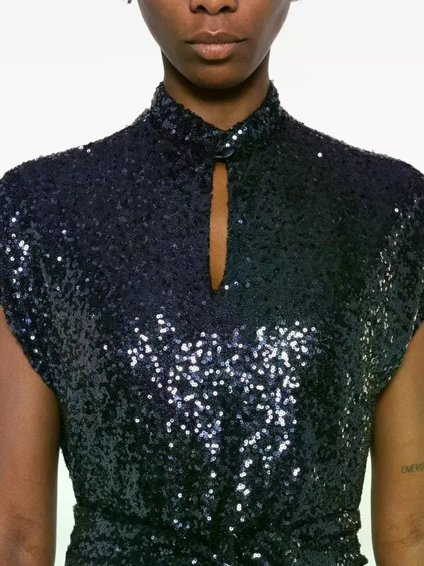 Kiton Sequin Embellished Belted Dress