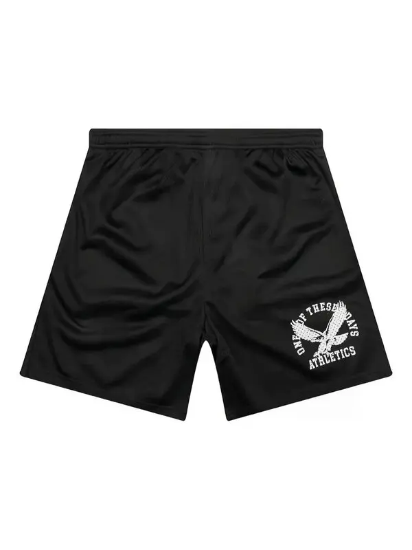 ONE OF THESE DAYS Eagle-logo Mesh Shorts - Black