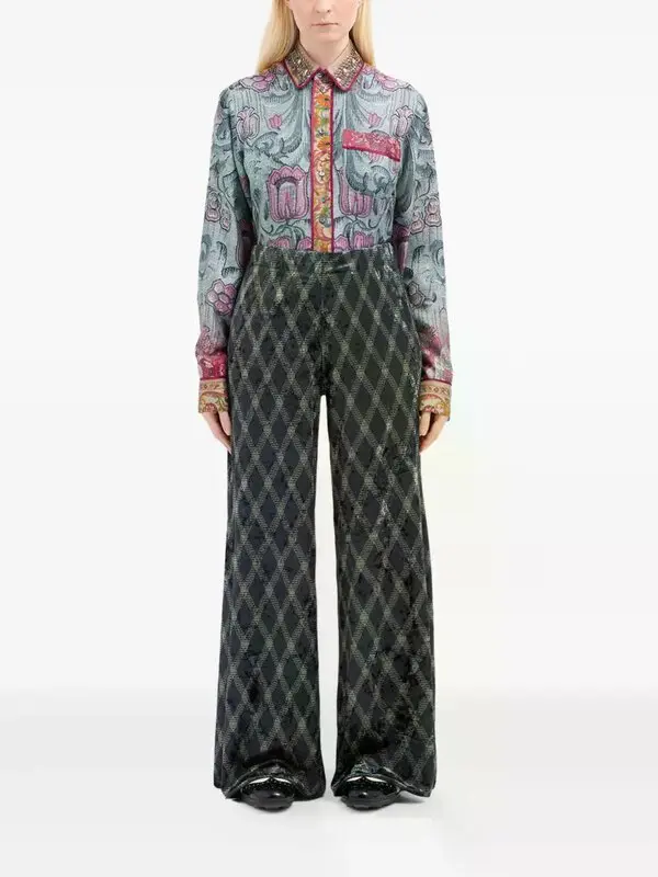 PIERRE-LOUIS MASCIA Diamond-pattern Velvet Trousers