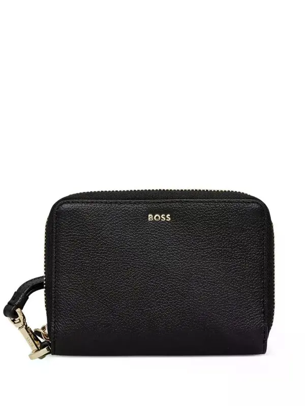 BOSS Zip-around Leather Wallet - Black